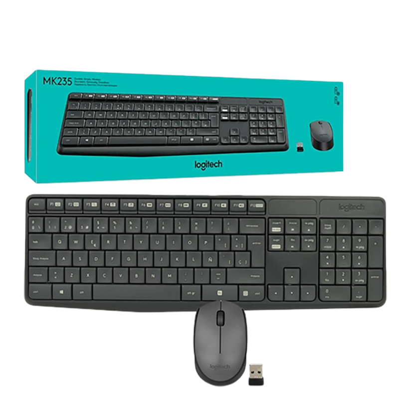 TECLADO Y MOUSE LOGITECH INALAMBRICO MK235 COMBO — ATEK